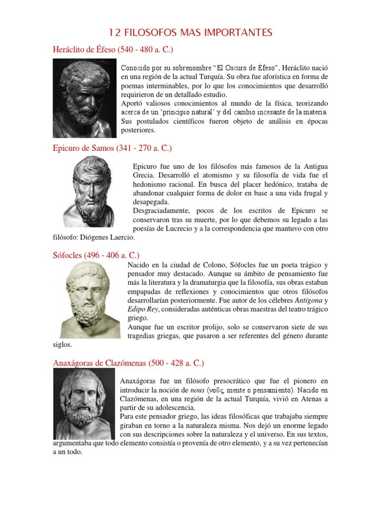 12 Filosofos Mas Importantes | PDF | Platón | Filosofía griega antigua