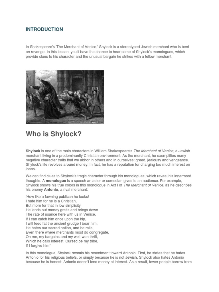 Shylock | PDF | The Merchant Of Venice | Shylock
