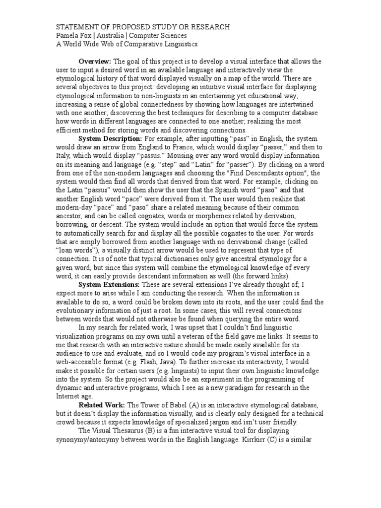 Fulbright Grant: Research Proposal | PDF | Information | Linguistics