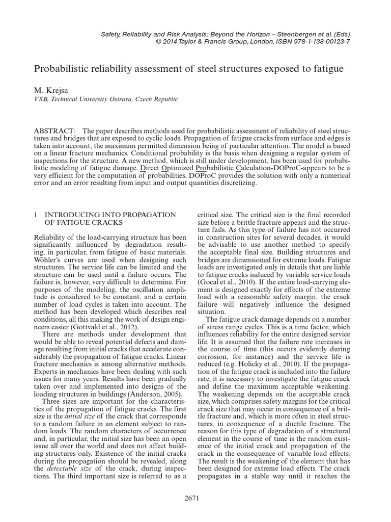 Probabilistic Reliability Assessment of Steel Structures Exposed To Fatigue | PDF | Fracture ...