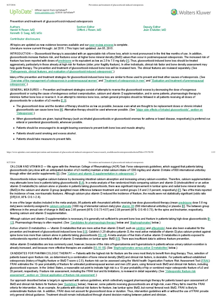 Prevention and Treatment of Glucocorticoid-Induced Osteoporosis | PDF | Osteoporosis | Hormone ...