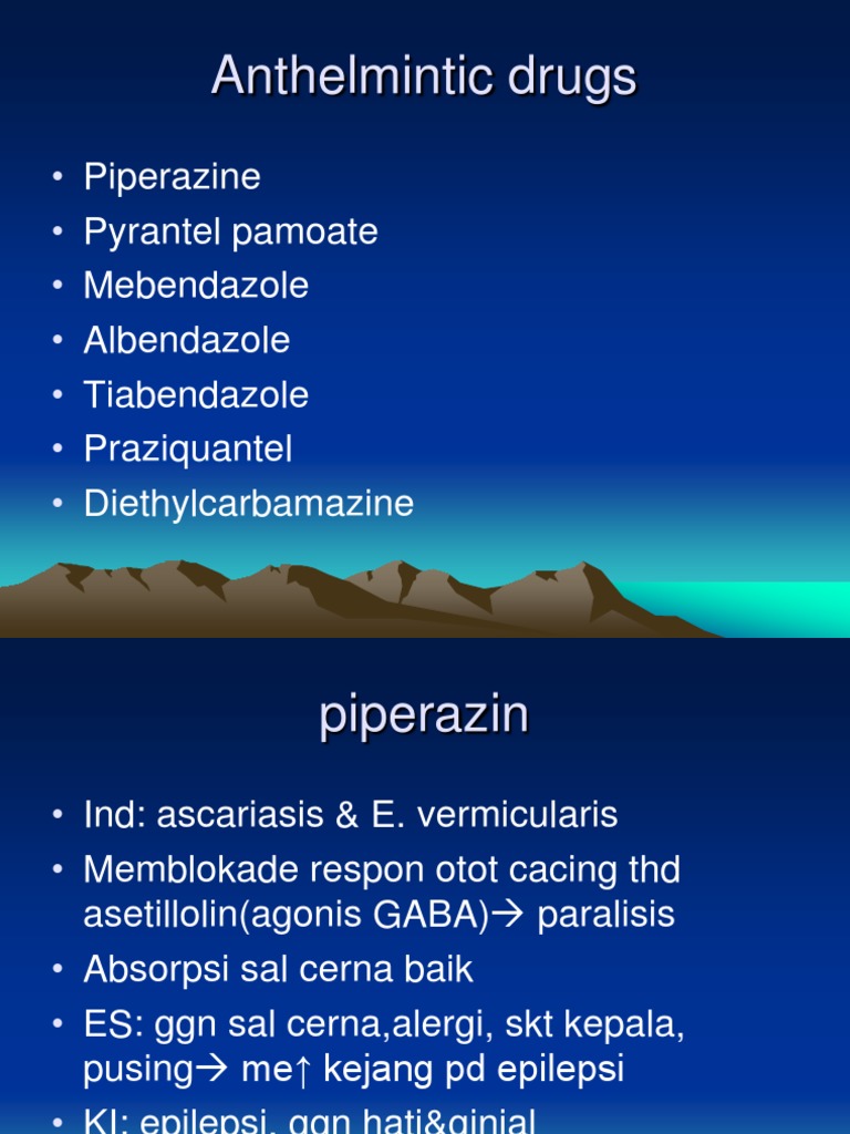 Anthelmintic Drugs: Types and Dosages | PDF | Parasitology | Rtt