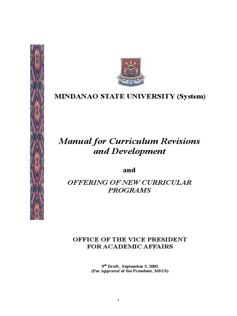Manual For Curriculum Revisions and Development: Mindanao State University (System) | PDF ...