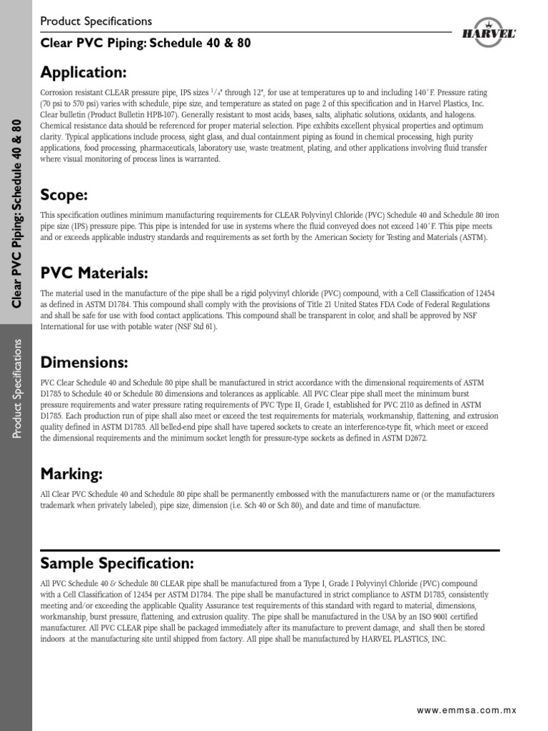 Application:: Clear PVC Piping: Schedule 40 & 80 | PDF | Polyvinyl ...