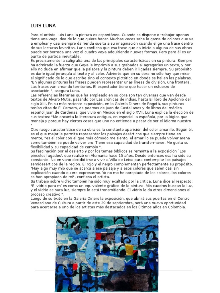 Luis Luna: Arte y Palabras en Color | PDF | Pinturas | Color