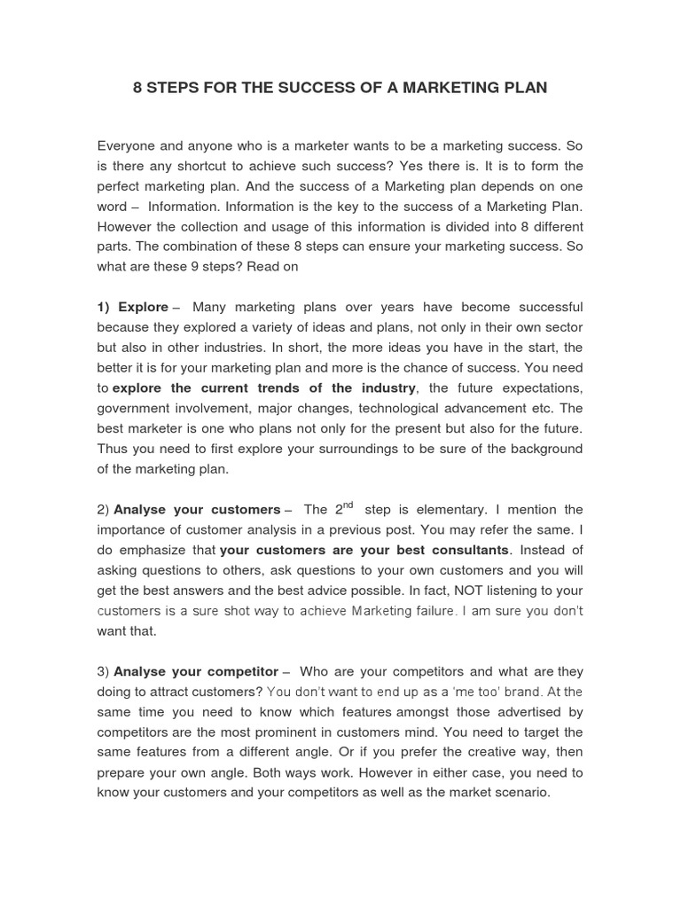 8 Steps to a Successful Marketing Plan | PDF | Marketing | Brand
