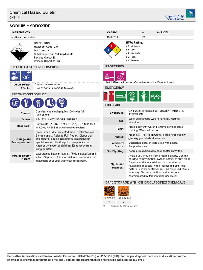 Caustic Soda e CHB 014 | PDF | Sodium Hydroxide | Prevention
