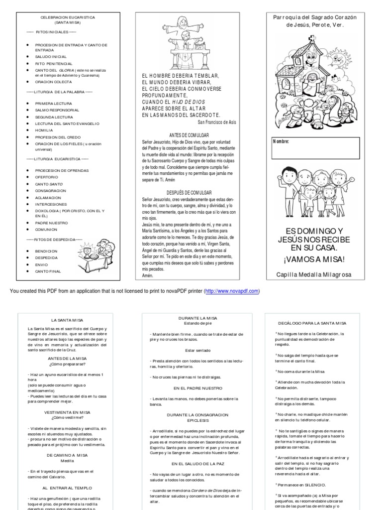 Decalogo para La Misa | PDF | Misa (liturgia) | eucaristía