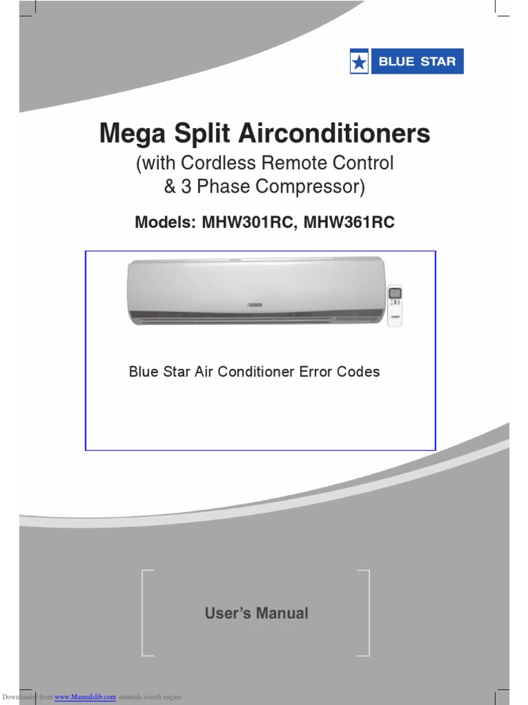 Blue Star Air Conditioner Manual and Error Codes PDF | PDF | Air ...