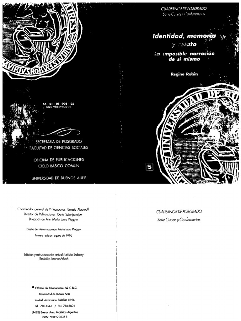 Regine Robin - Identidad Memoria y Relato | PDF