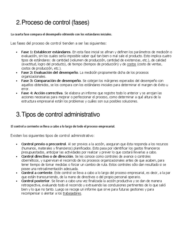 Etapas Del Control Administrativo | PDF | Medición | Evaluación