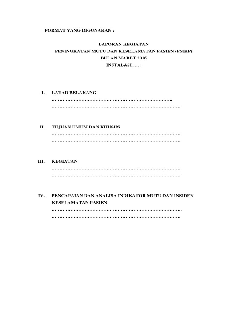 4 Dan 5. Contoh Laporan Unit PMKP | PDF