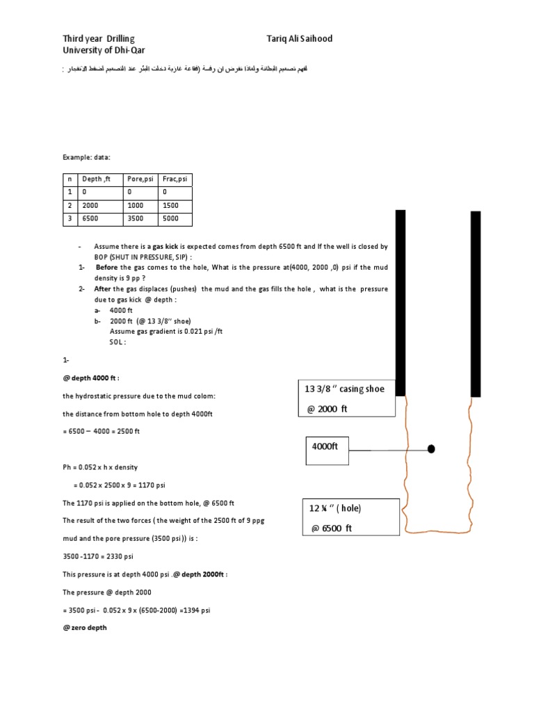 Casing Design Kick | PDF | Pressure | Gases