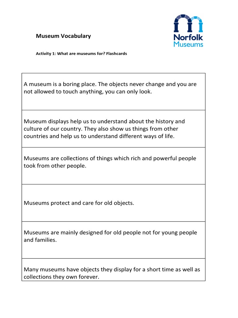 Activity 1: What Are Museums For? Flashcards | Download Free PDF ...