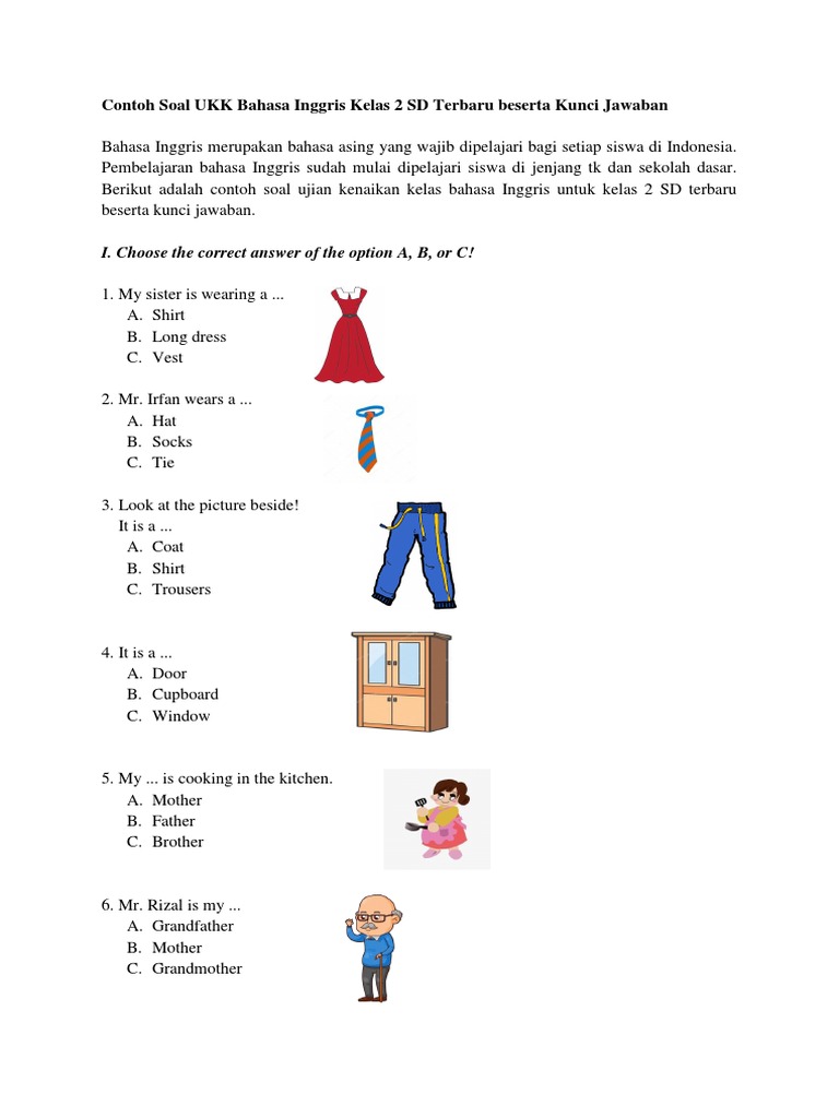 Sample English Proficiency Test Questions for 2nd Grade Elementary ...