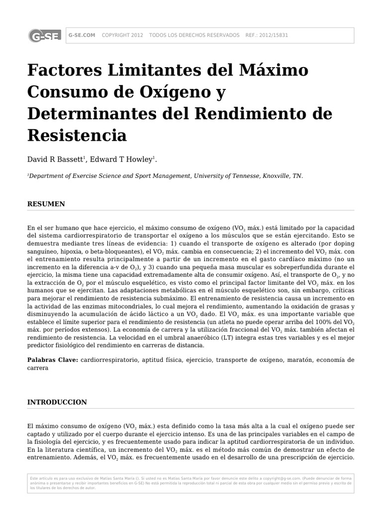 Factores Limitantes Del VO2 Max | PDF