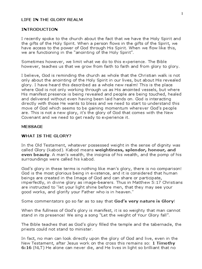 Life in The Glory Realm | PDF | Glory (Religion) | Spiritual Gift