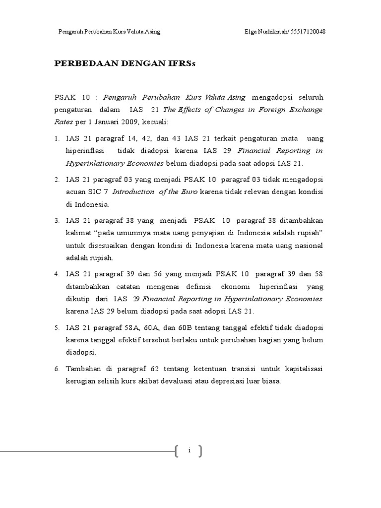Perbedaan PSAK 10 dan IAS 21 | PDF