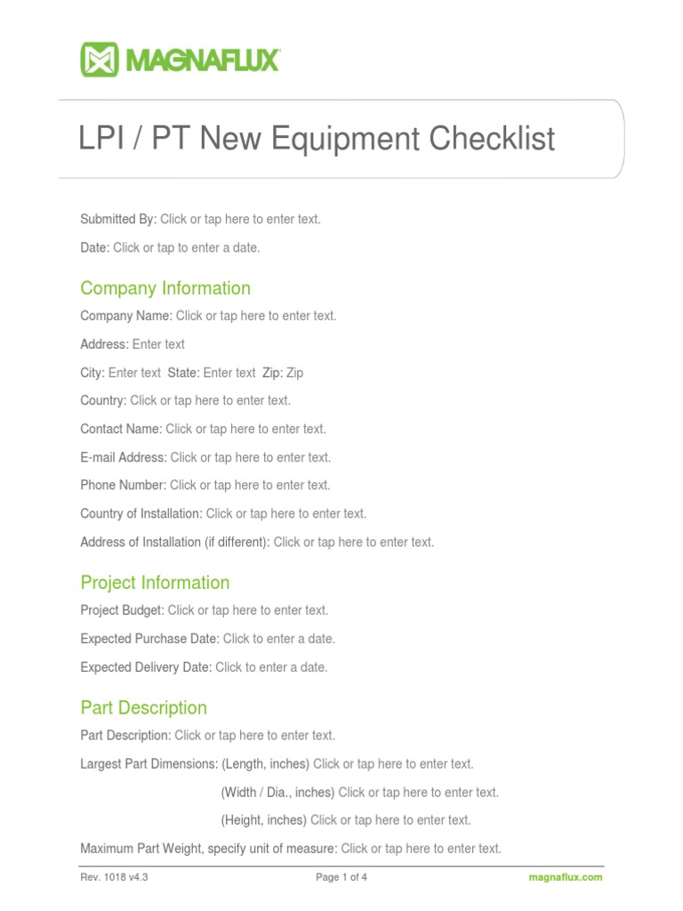 Penetrant Testing Equipment Checklist | PDF | Crane (Machine) | Nature