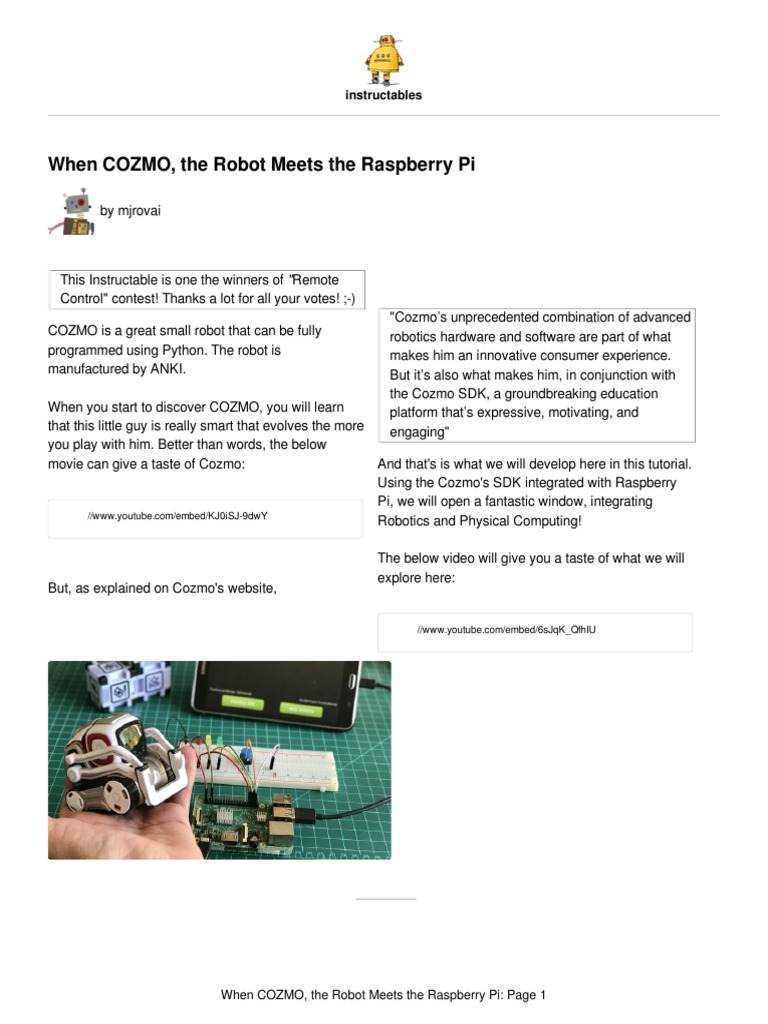 When COZMO The Robot Meets The Raspberry Pi | PDF | Raspberry Pi ...