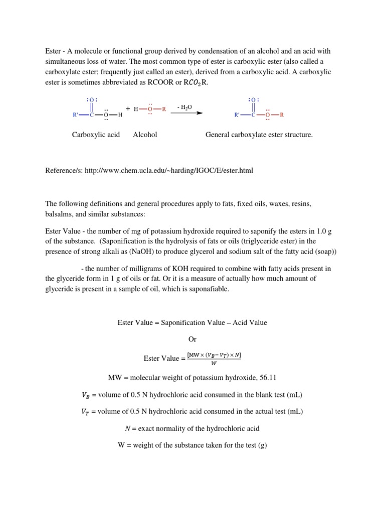 Ester Value Determination | PDF | Ester | Glycerol