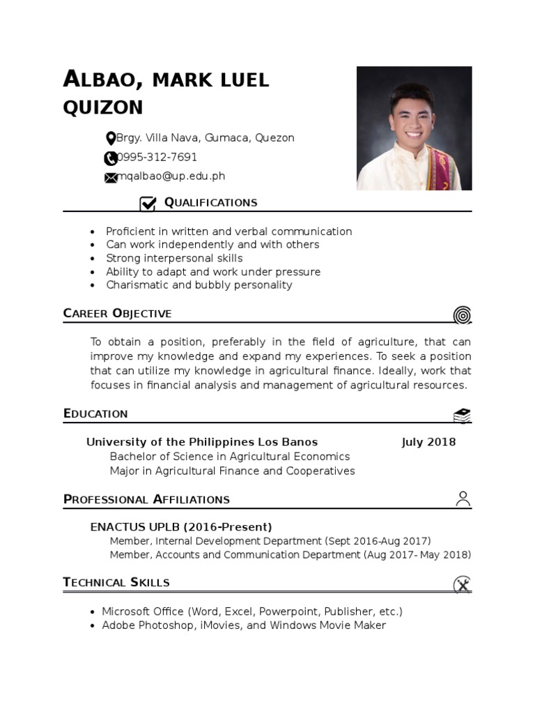 Lbao Mark Luel Quizon: Ualifications | PDF