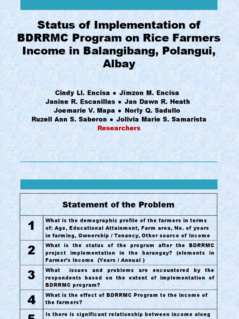 BDRRMC Powerpoint | PDF | Emergency Management | Agriculture