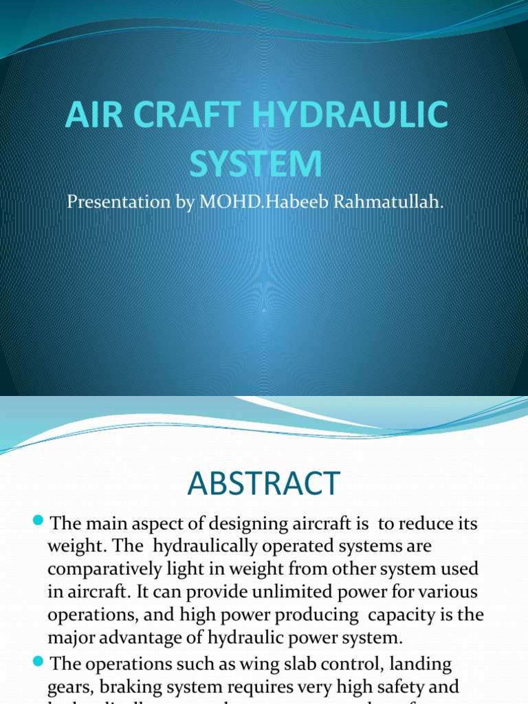 Air Craft Hydraulic System | PDF | Hydraulics | Pump