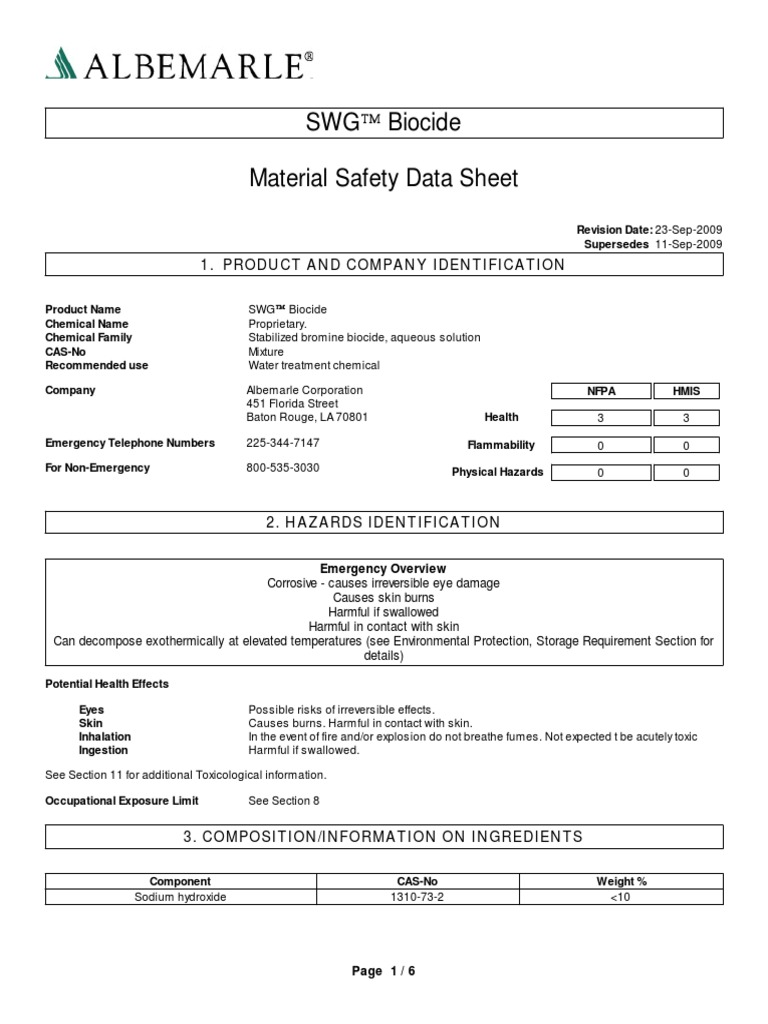 MSDS Bio Cide | PDF | Toxicity | Firefighting