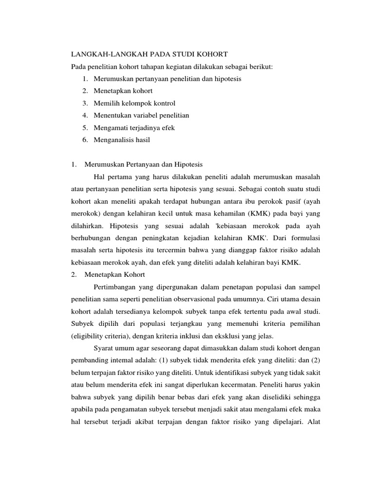 Langkah Langkah Studi Kohort | PDF
