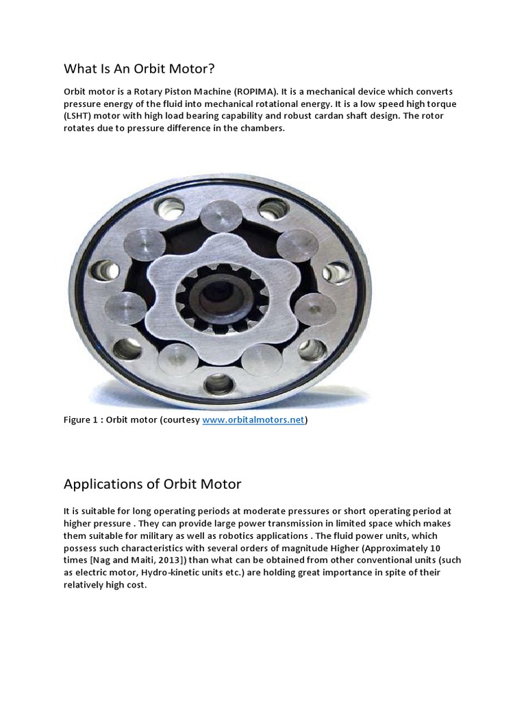 What Is An Orbit Motor | PDF | Electric Motor | Rotation
