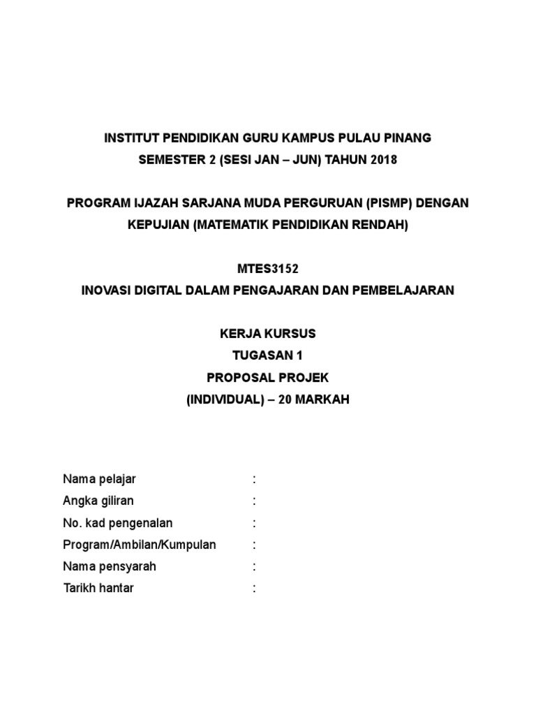 Contoh Proposal Projek Inovasi MT | PDF