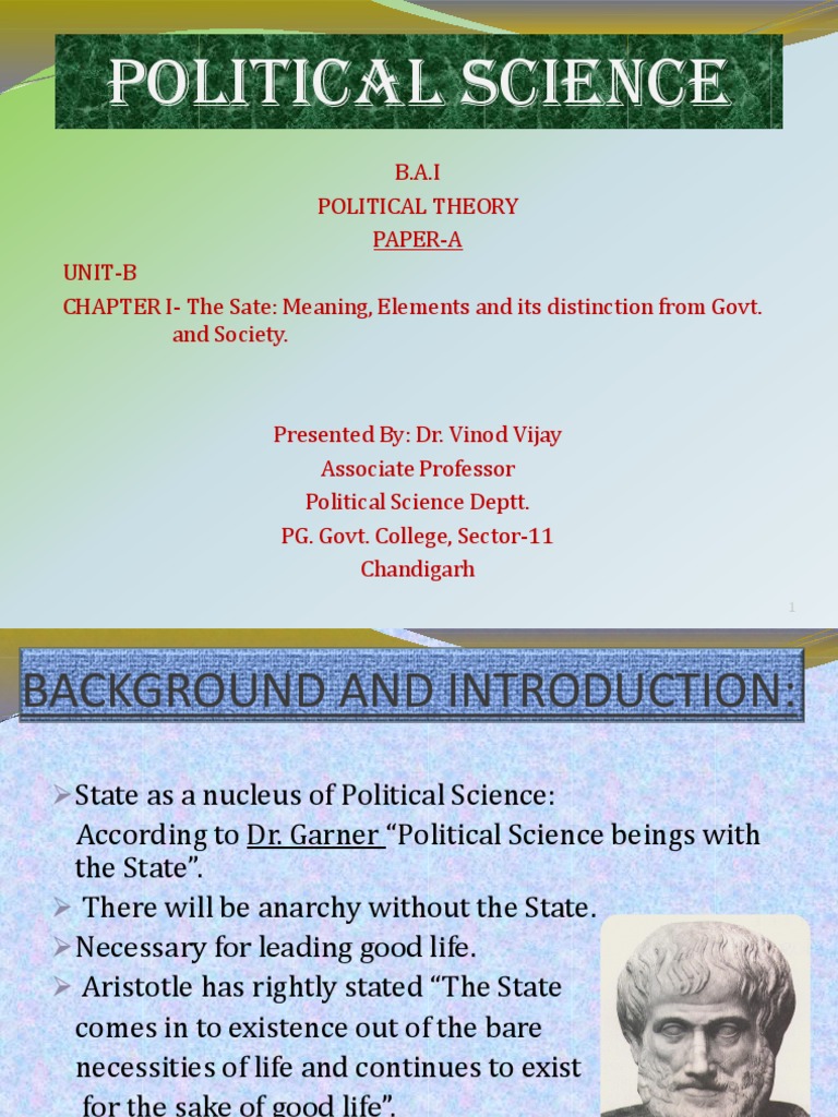 State Meaning and Elements | PDF | Political Science | Psychology