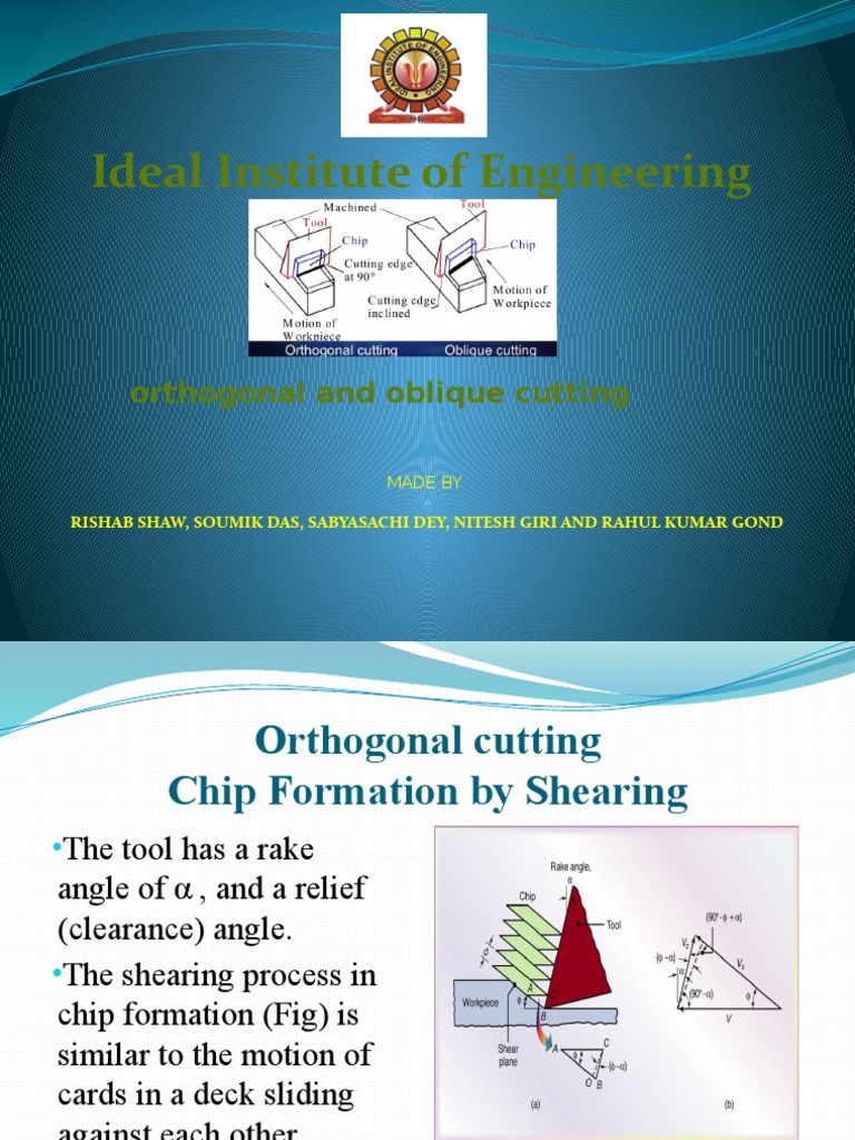 Orthogonal and Oblique Cutting Mechanics | PDF | Shear Stress | Friction