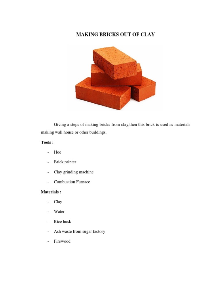 Making Bricks Out of Clay: Tools | PDF