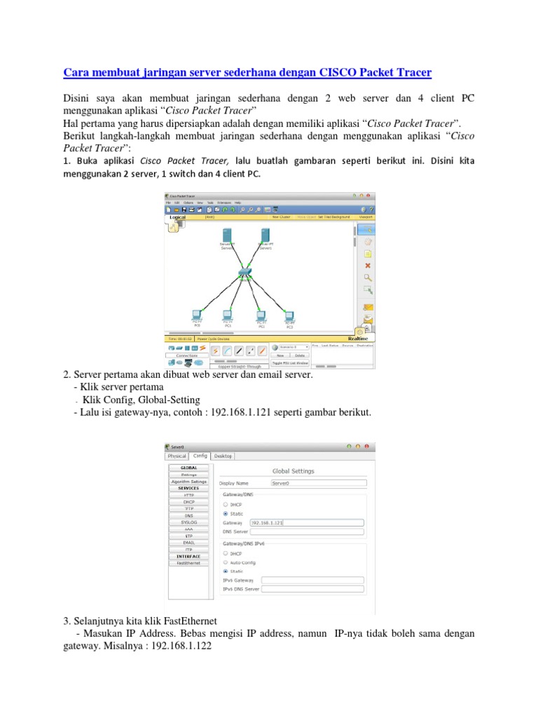 Cara Membuat Jaringan Server Sederhana Dengan CISCO Packet Tracer PDF | PDF