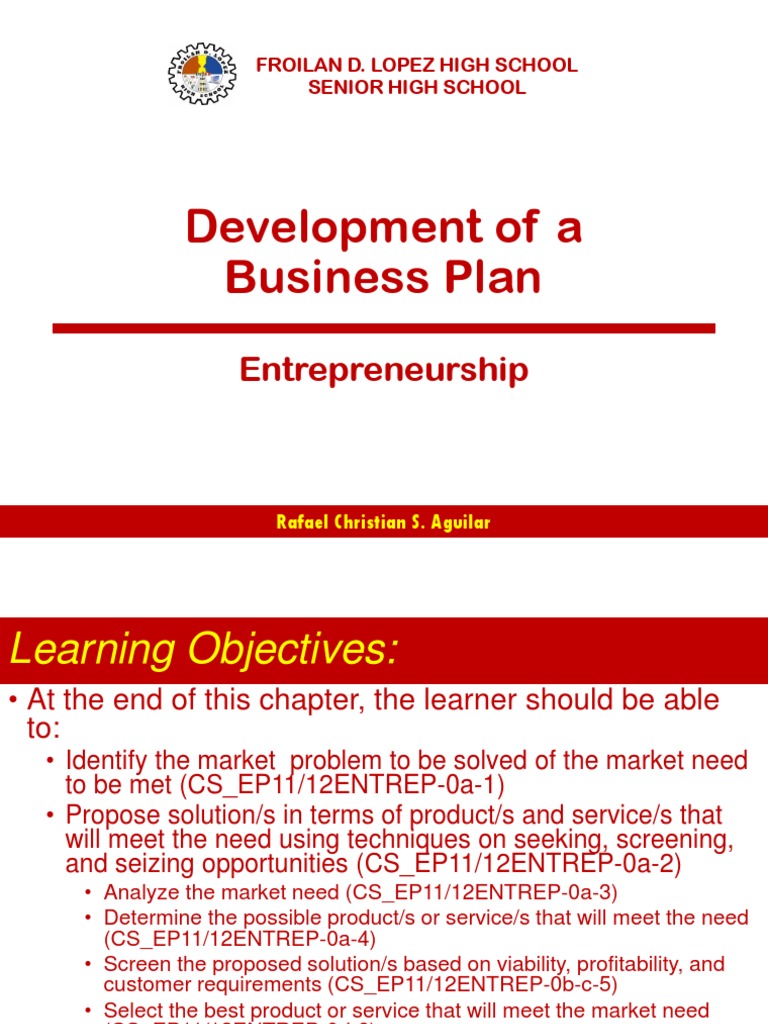 Developing a Business Plan in Entrepreneurship | PDF | Entrepreneurship ...