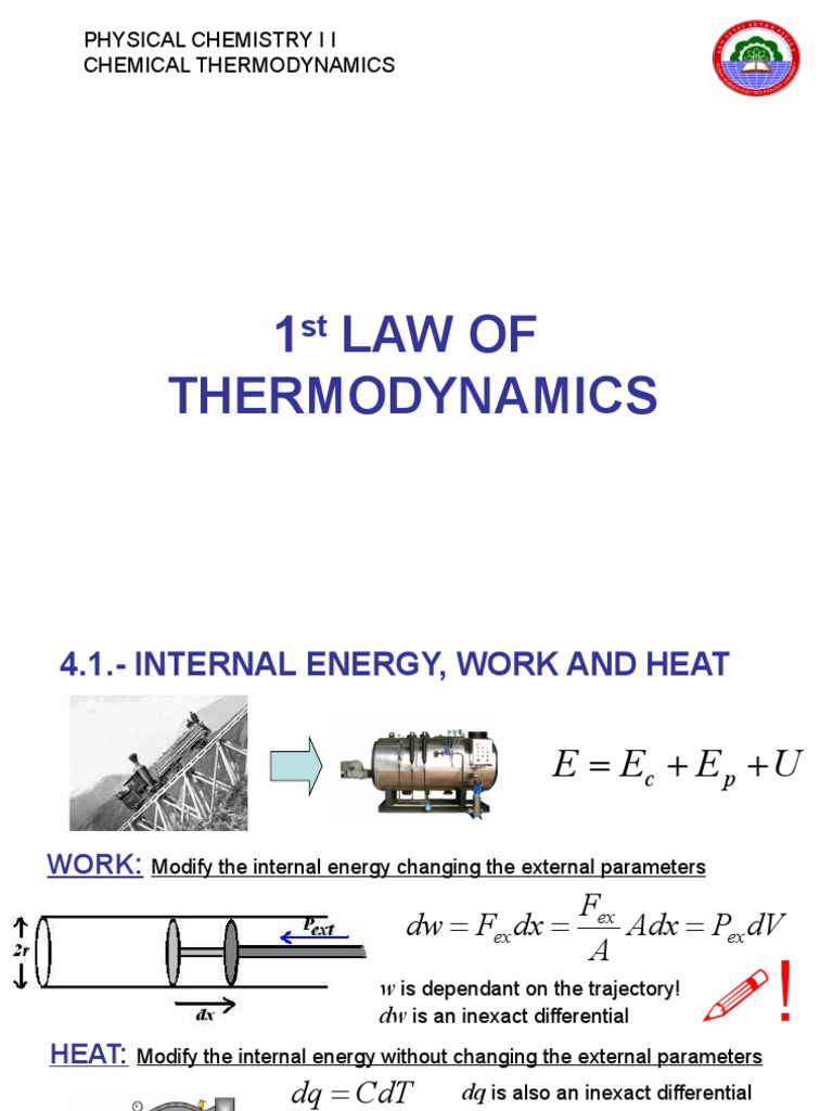 1 Law of Thermodynamics: Physical Chemistry I I Chemical Thermodynamics ...