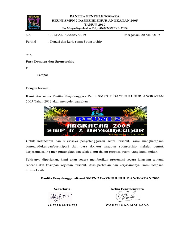 Proposal Donasi Reuni Smp2-1 | PDF