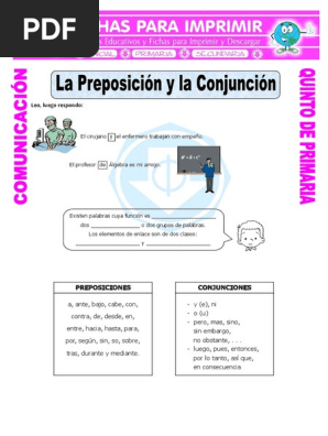Hoja De Trabajo De Preposiciones De Quinto Grado Hojas De Trabajo