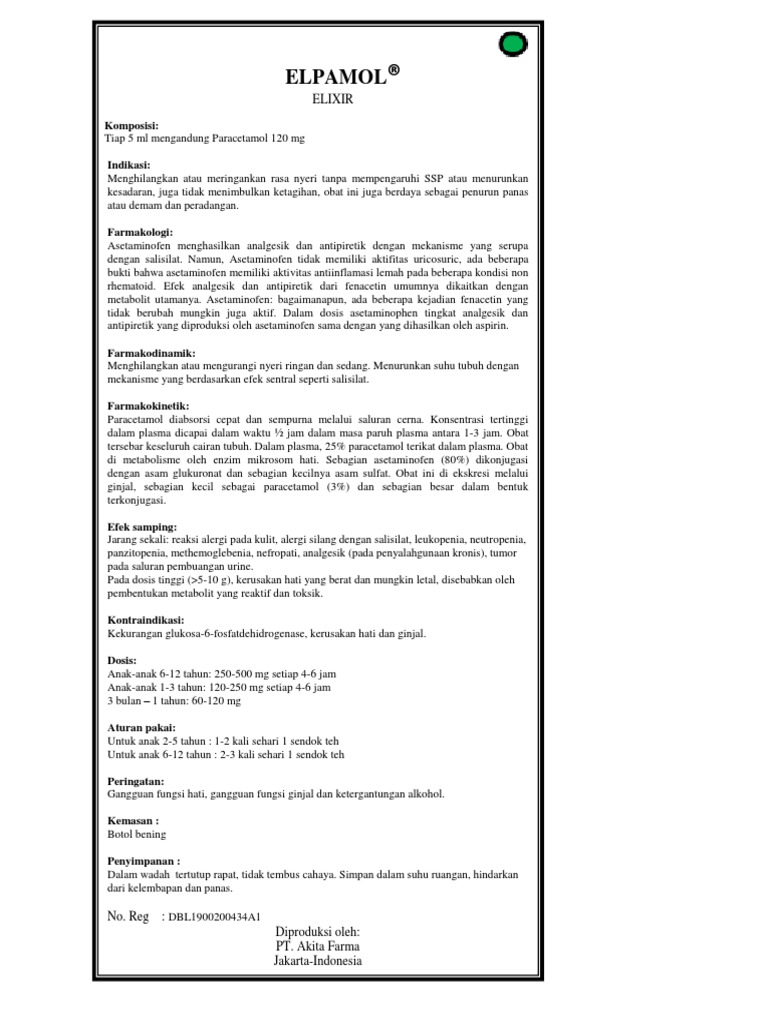 Brosur Elixir Paracetamol | PDF