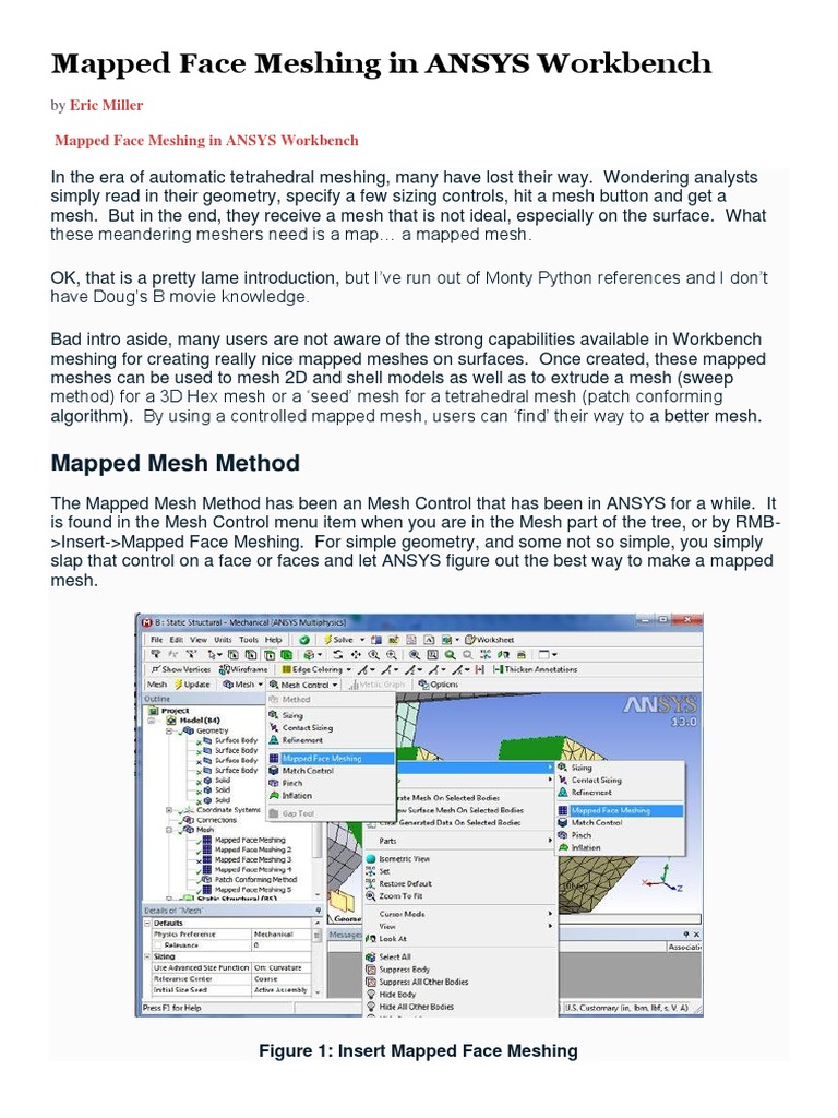 Mapped Face Meshing in ANSYS Workbench PDF | PDF | Areas Of Computer Science | Geometry