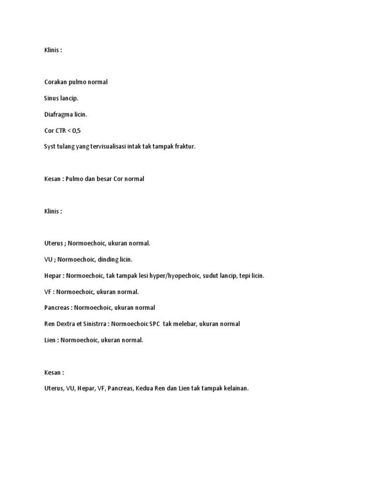 Template Hasil Radiologi Normal | PDF