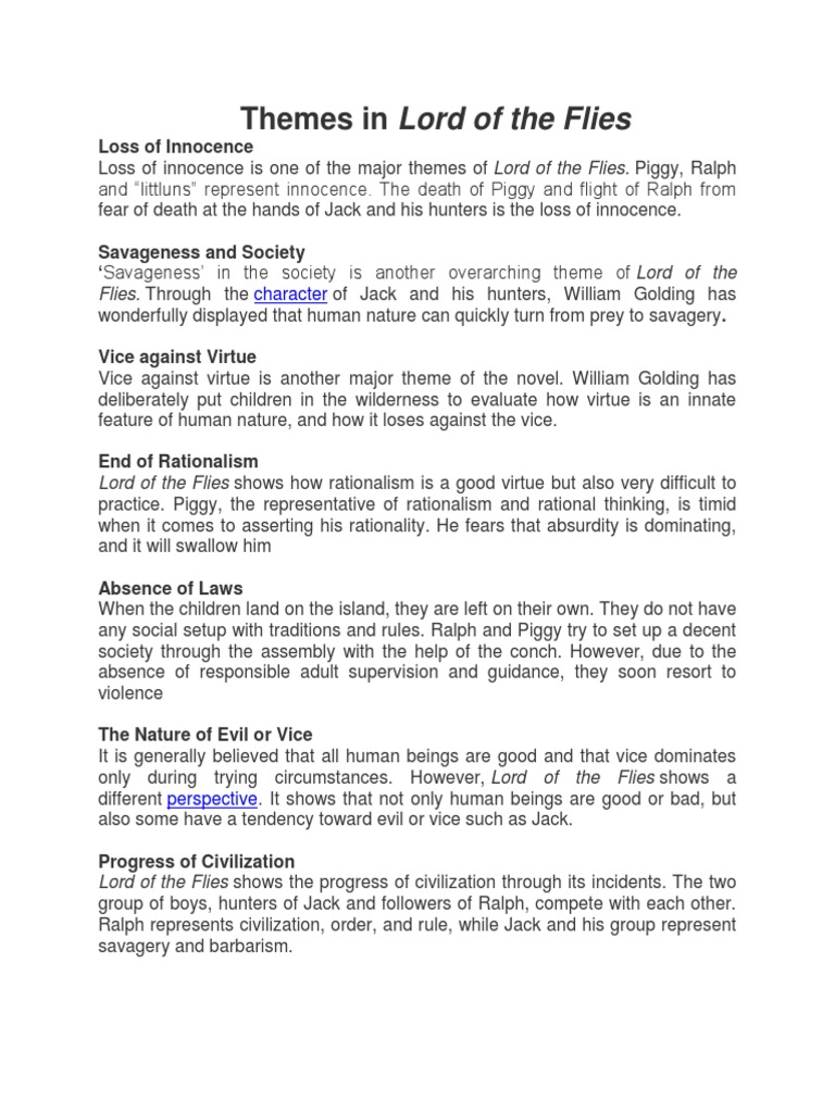 Lord of Flies Themes | PDF