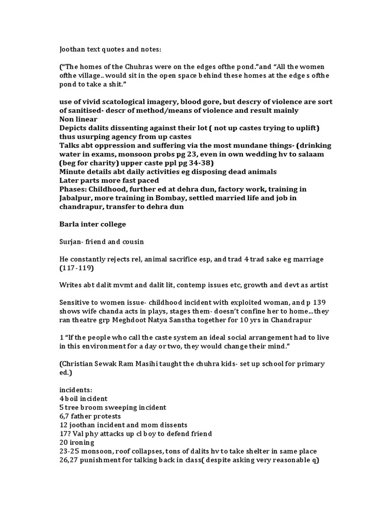Joothan Text Quotes | PDF | Dalit