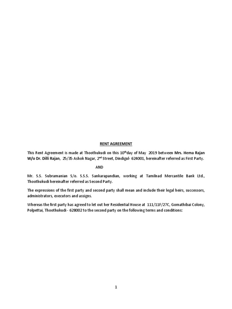 Rent Aggrement | PDF | Leasehold Estate | Real Property Law