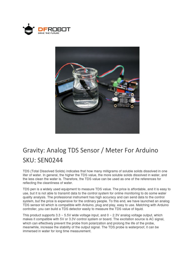 Sen0244 Tds Sensor | PDF | Arduino | Sensor