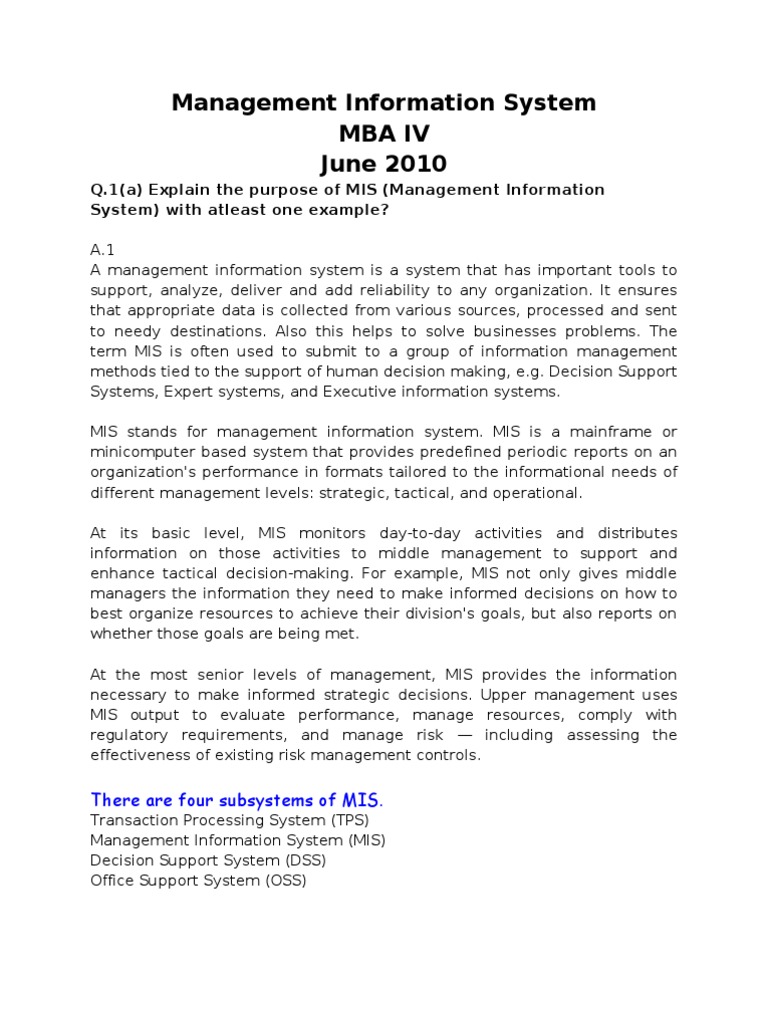 Management Information System | PDF | Databases | Management ...