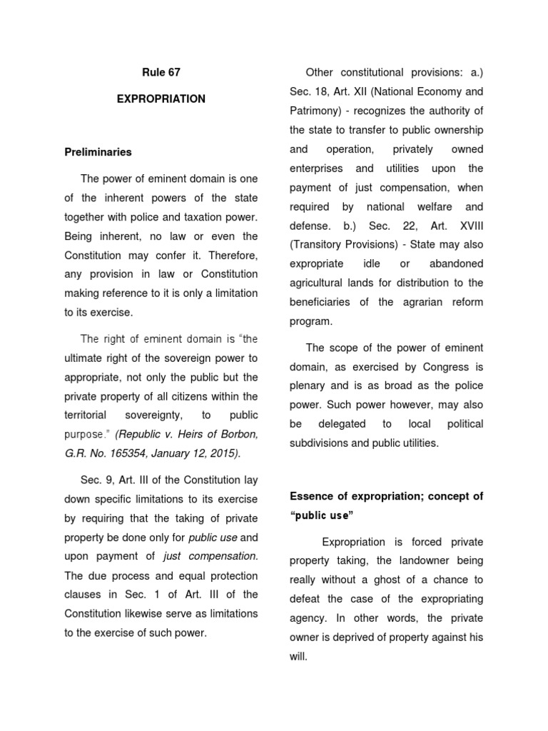 Rule 67 Expropriation: G.R. No. 165354, January 12, 2015) | PDF ...