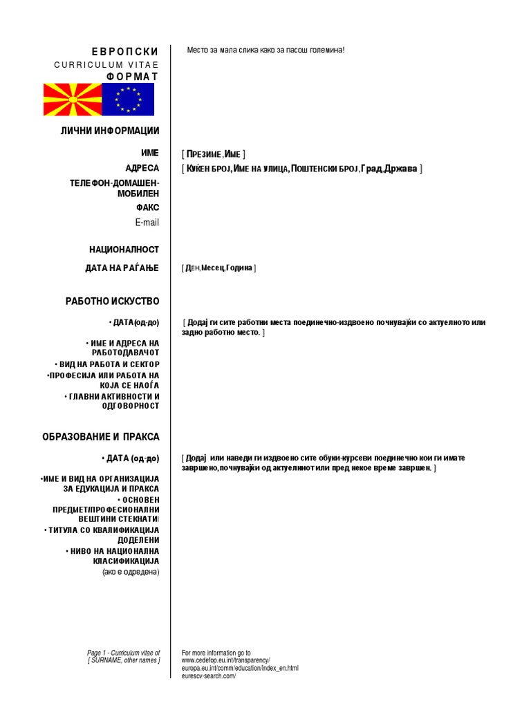 CV Eu Makedonski PDF | PDF
